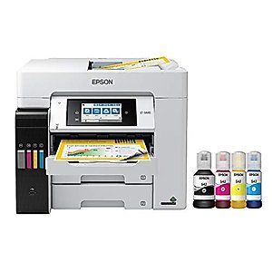 Epson EcoTank Pro ET-5880 Wireless Color All-in-One Supertank Printer with Scanner, Copier, Fax, Ethernet and PCL/Postscript, White