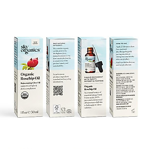 Sky Organics Organic Rosehip Oil (1oz) Cold-Pressed Rosehip Seed Oil, Anti-aging Face Oil, Antioxidant Face Oil, 100% Pure Anti-Aging Rosehip Seed Oil for Radiant Skin, Hair and Acne