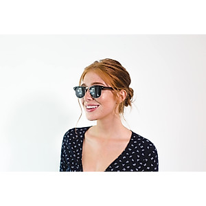 Woodies Wood Semi Rimless Sunglasses Polarized Black Lenses for Men & Women - Beach Ebony Wooden Frame - 100% UVA UVB Ray Protection