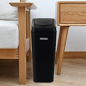 Buyitt 3.5-Gallons/13-Liter Wastebasket Trash Container, Small Slim Recycling Bin for Home/Bathroom/Bedroom/Office/Under Desk, Black