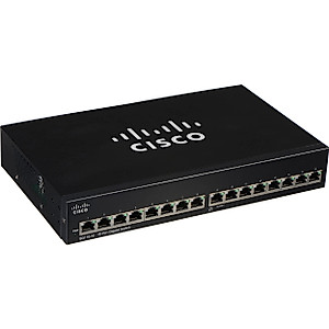 Cisco SG110-16 110 Series 16-Port Unmanaged Network Switch (SG110-16-NA) + 2 x Cat6e Fluke Tested Ethernet Cables + Microfiber Cloth Bundle