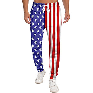 RAISEVERN Men Women American Flag Stars Stripes Print Hip Hop Novelty Jogger Pant Graphic Track Sweatpants With Drawstring Pockets Medium,2017 Style 3,Medium