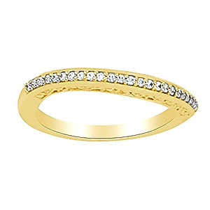 AFFY (0.16 Cttw) Round Shape White Natural Diamond Engagement Wedding Ring In 14K Solid Yellow Gold,Ring Size-4