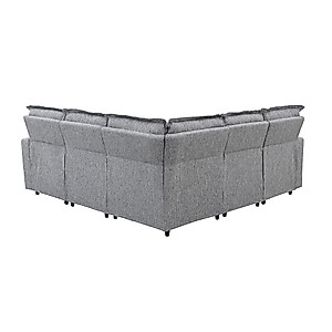 JURMALYN Modular Sectional Sofa Couch with Power Recliner Chair for Living Room, Convertible L- Shaped Sofa Couch with USB Charge Ports, 5-Seater Corner Sofa for Home Office Theater-89.7'' Grey