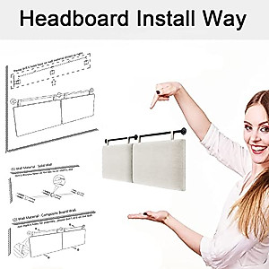 BSHOMGI Headboard for Queen Size Bed, Wall Mounted Headboard with Linen Queen Headboard Only Height Adjustable Beige Head Boards for Bedroom(Beige, Queen)