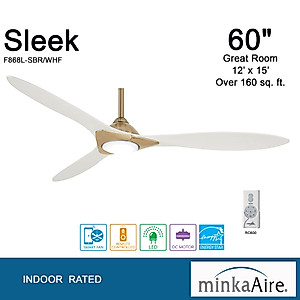 MINKA-AIRE CeilingF868 Ceiling Fan (Soft Brass/Flat White)