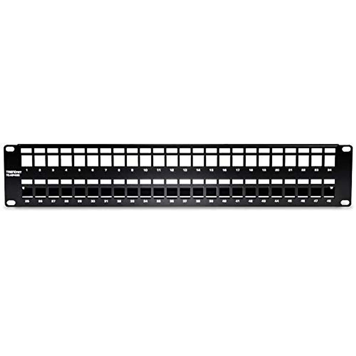 TRENDnet 48-Port Blank Keystone Shielded 2U HD Patch Panel, TC-KP48S, 2U 19” Metal Rackmount Housing, Network Management Panel, Recommended with TC-K06C6A Cat6A Keystone Jacks (Sold Separately)