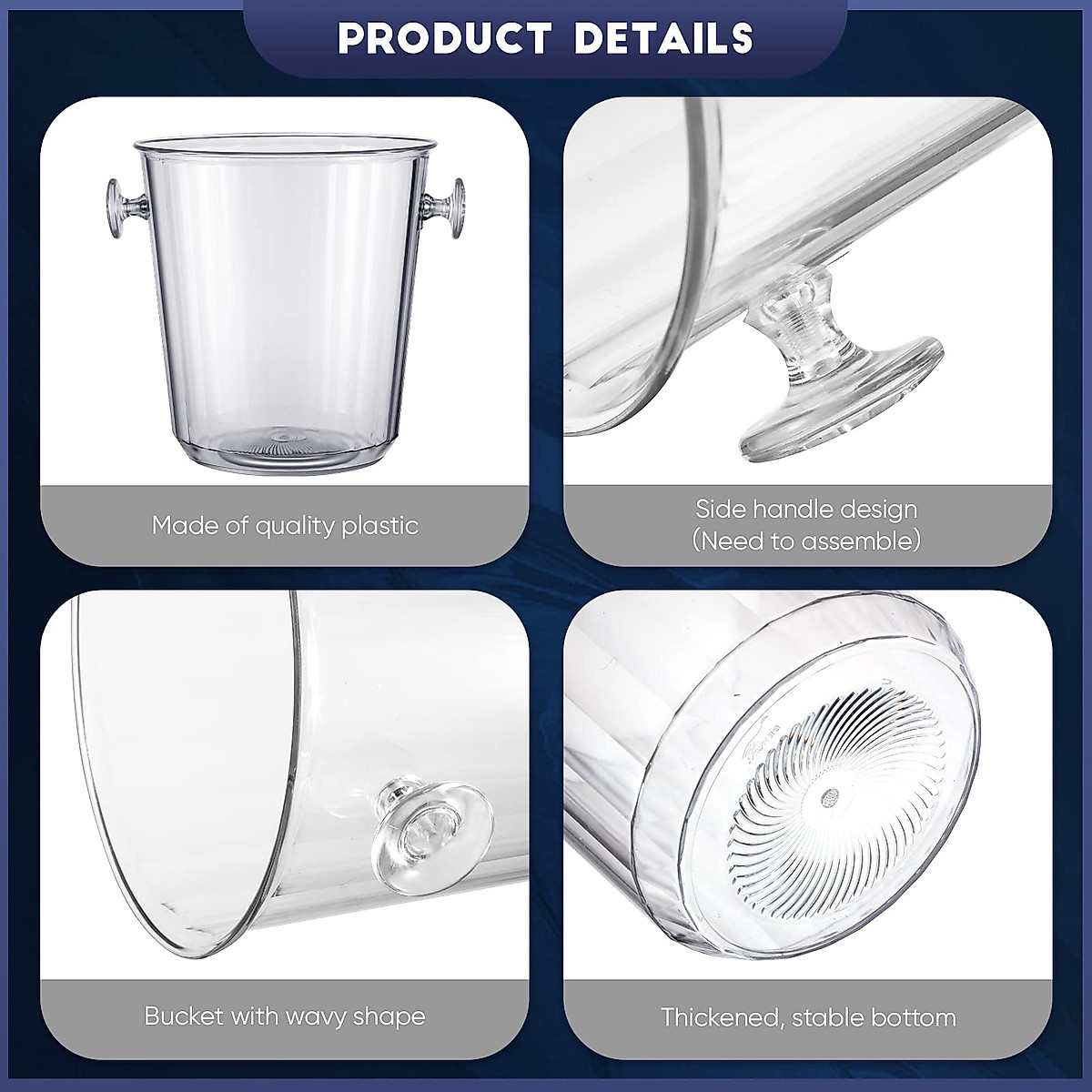 Irenare 12 Pcs Acrylic Ice Buckets for Parties 3.5 L Plastic Clear Wine Bucket with Plastic Ice Scoop and Tongs Bottle Drink Cooler Tub Ice Cube Bucket Kits Champagne Wine Beer Beverage (12 Pcs)