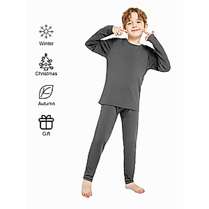 Resinta Boys' Fleece Lined Thermal Underwear Set Winter Kids’ Top & Long Johns Base Layer Shirt & Pants for Boys