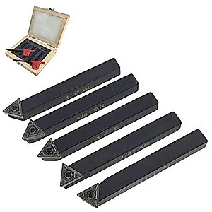 Anytime Tools 5 Piece 1/4" Mini Lathe Indexable Carbide Insert Tool Bit Set