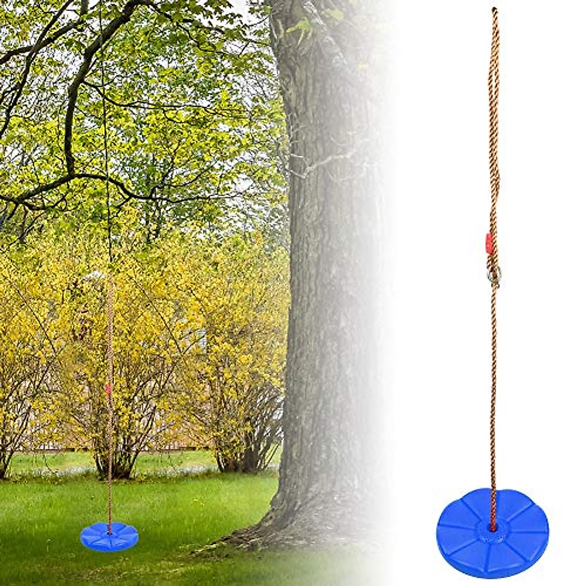 Saucer Tree Swing for Kids Adults，Climbing Rope Tree Swing Indoor Outdoor Disc Hanging Seat Playing Outdoor Play Equipment Children Toys(蓝色)
