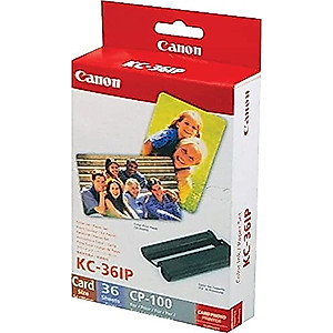 Canon 7739A001 (Kc-36Ip) Ink & Photo Paper Set, Black/Tri-Color In Retail Packaging