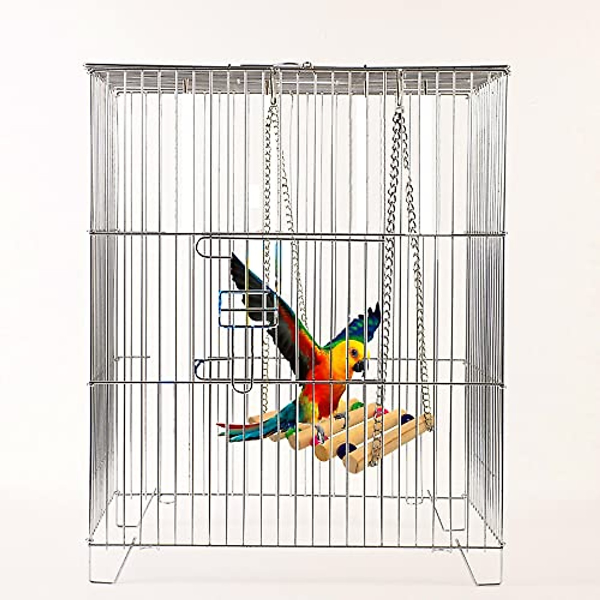 Hyamass Bird Parrot Toys Swing Hanging,Bird Cage Accessories Toy Hammock for Parakeets,Cockatiels,Lovebirds,Conures,Budgie,Macaws,Lovebirds,Finches and Other Small Pets（Wood）