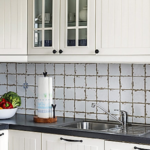 TJ.MOREE Farmhouse Paper Towel Holder Countertop, Wood Paper Towel Holder Stand, Easy One-Handed Tear Rustic Paper Towel Holder for Kitchen Dining Table Home Decor