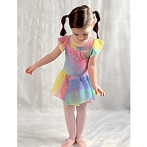 Zaclotre Girls Ballet Leotards Ruffle Sleeve Sparkle Dance Leotard Toddler Ballerina Dress Outfits