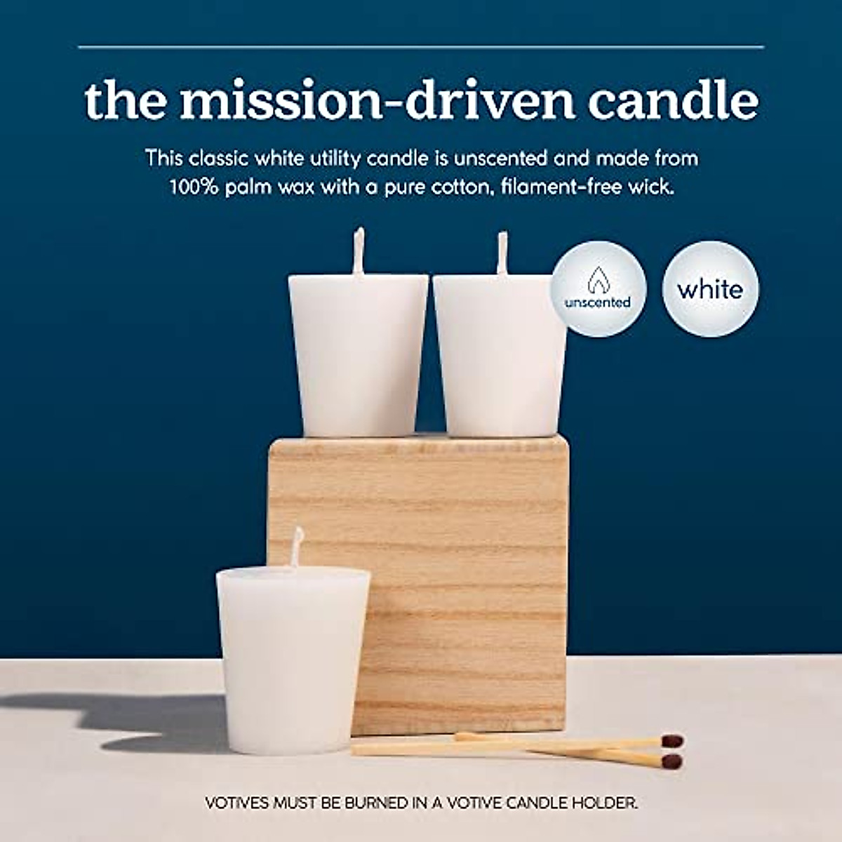 Paraffin-Free Votive Candles, Made from Vegan Palm Wax and Clean-Burning and All-Natural Votive White Candles, 15-Hour Burn Time (4 Unscented Small Candles)