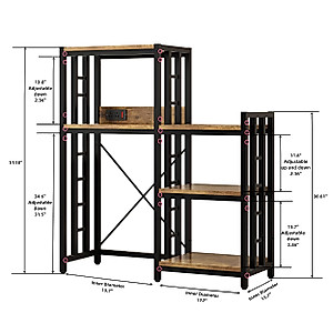 6-Tier Kitchen Baker's Rack with Power Outlet, Microwave Oven Stand with Storage Suitable for Kitchen Living Room Office Storage Shelf, Mini Fridge Stand Shelves for Spices, Pots and Pans. (Brown)