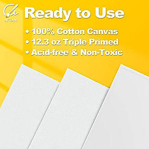Canvas Panels 12 Pack 8x10 Inch, 100% Cotton 12.3 oz Triple Primed Canvases for Painting, Acid-Free Flat Thin Canvas Blank Art Canvas Boards for Acrylic Oil Watercolor Gouache Painting