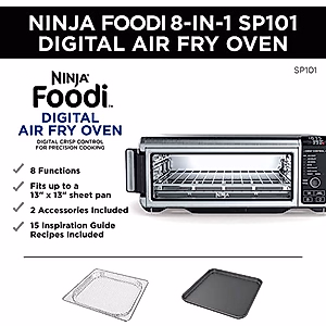 Ninja SP101 Foodi 8-in-1 Air Fry Large Toaster Oven Flip-Away for Storage Dehydrate Keep Warm 1800w XL Capacity (Renewed) NAVI BLUE