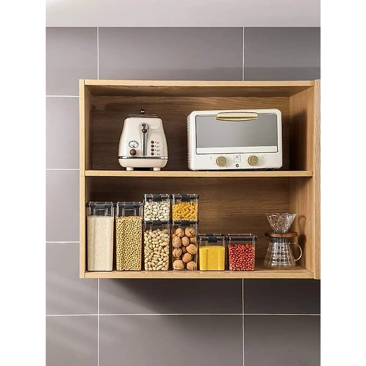 TfSH 1 Set of 4 (S, M, L, XL size) Clear Food Storage Box, Food Storage Container With Lid, Clear Plastic Kitchen And Pantry Organization Container