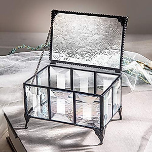 Beveled Glass Box Jewelry Chest Decorative Trinket Keepsake Display Crystal Clear Florentine Stained Glass Gift J Devlin Box 762