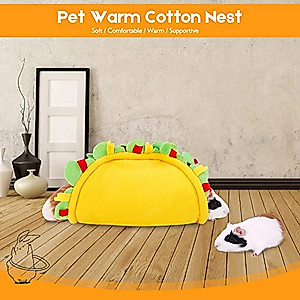 Taco Guinea Pig Tunnel House, Washable Small Animals Hideout, Fun Stay Open Cage Bed for Chinchilla, Hamsters, Hedgehog, Bunny, Rabbits and Small Animal, Tube Toys Playing Sleeping Warm Nest Habitats
