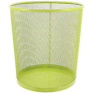 MAGICLULU Mesh Waste Basket Round Trash Can Open Top Wastebasket Recycling Bins Garbage Waste Basket Metal Trash Bin for Home Office Workspace Green