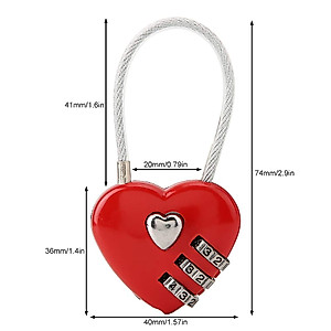 BALITY Combination Lock, 3 Digit Cute Love Padlock Mini Outdoor Combo Gate Lock Travel Luggage Locks Heart Shape Love Lock for Gym Locker, Extracurricular Locker, Home(red)