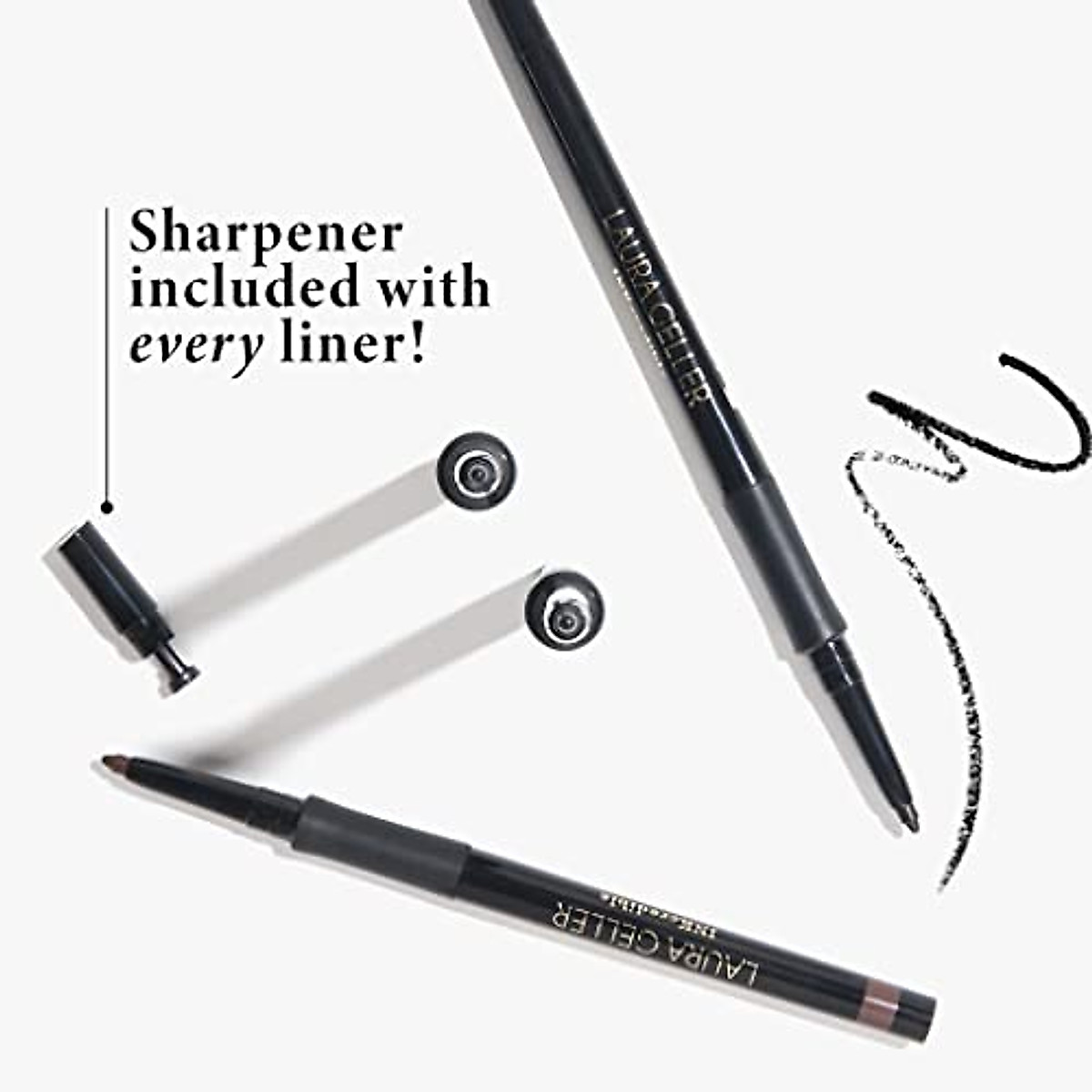 LAURA GELLER NEW YORK INKcredible Gel Eyeliner - Graphite - Waterproof Smudge-proof Eyeliner Pencil - Built in Sharpener