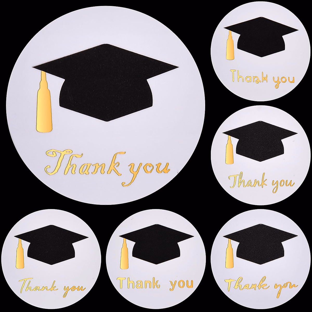 Dianelhall 600 Pieces Graduation Thank You Labels Stickers Class of 2025 Foil Graduation Stickers Round Adhesive Holographic Envelope Seal Classroom Decoration Labels for Party