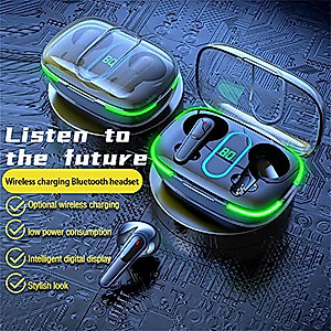 ESYEM Mini Portable Headphones Digital Display Touch-Control Earbuds Noise Reduction Bluetooth 5.3 Sport Earbuds Earphones with LED Breathing Lamp