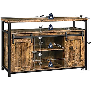 Yaheetech Rustic TV Stand with 2 Storage Cabinets for 55 Inch TV, Entertainment Center with Sliding Barn Doors & Height Adjustable Shelves, TV Console for Living Room