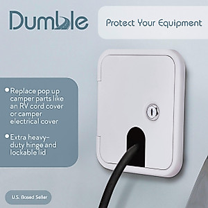 Dumble Low Profile Electric Cable Hatch RV Electric Cord – White RV Camper Electric Cord Cover, 6in x 6.5in Square