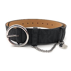 Michael Kors MK Charm Belt With Chain, Large, Black/Silver