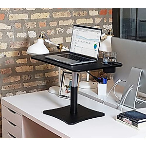 Victor DC240B High Rise Collection Adjustable Laptop Stand/Platform with Storage Cup, Air Hydraulic Lever Easily Raises and Lowers The Platform, Black