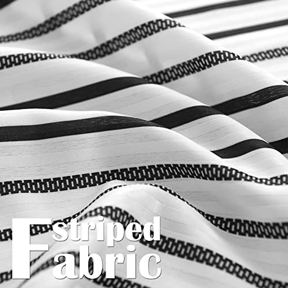 jinchan Black and White Shower Curtain Fabric Shower Curtain for Bathroom Modern Black Striped Shower Curtain Spring Water Repellent in Bath 70x72 inches Long Shower Curtains Set with Curtain Hooks