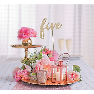 Fun Express Wood Cursive Table Numbers (Gold Set of 1-24) Wooden Calligraphy style for Wedding and Party Events