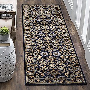 SAFAVIEH Blossom Collection 2' 3" x 12' Navy BLM219A Handmade Premium Wool Entryway Foyer Living Room Kitchen Runner Rug