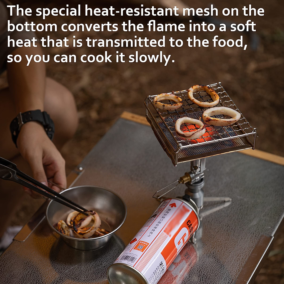 CAMPINGMOON Bread Toaster for Camping Stove Gas Fire 304 Stainless Steel Bread Toaster Small Size US-1312