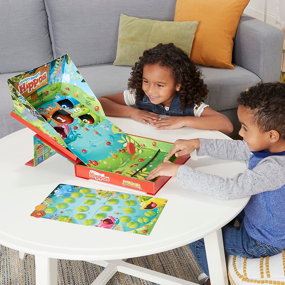 Hasbro Gaming Hungry Hungry Hippos Junior Board Game | 2-in-1 Game for Preschoolers and Kids | Ages 3 and Up | 2 to 4 Players | Counting and Numbers Games