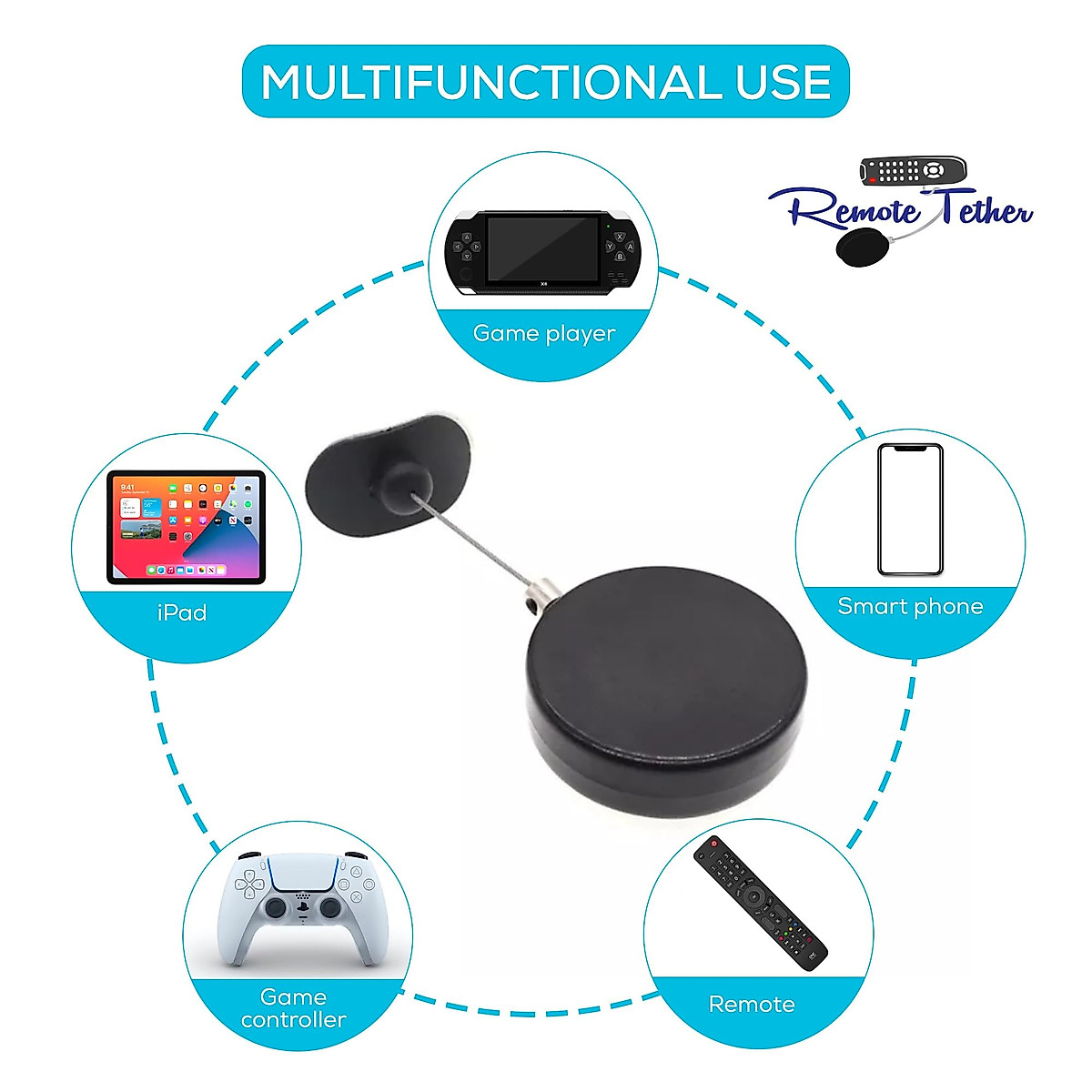 Apple 2 Pack Retractable TV Remote Holder | Security Cable Lock | Lost Remote Solution