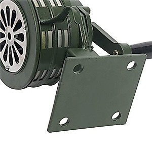 YaeGarden Base Mount Air Siren Alarm Air Raid Sirens Manual Crank Siren 110±2dB Base/Table Mount Hand Crank Manual Operated Metal Alarm/Siren (Air Raid)