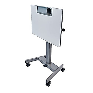 Offex Mobile Gray Pneumatic Adjustable Height and 3-Position Flip-Top Student Nesting Desk with Built-in Pencil Tray, Bottle Holder, Bag Hook - Great for School, Classroom and More