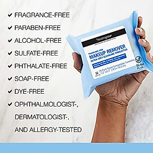 Neutrogena Fragrance-Free Makeup Remover Face Wipes, Daily Facial Cleansing Towelettes for Waterproof Makeup, Dirt & Oil, Gentle, Alcohol- & Fragrance Free, 100% Plant-Based Fibers, 25 ct