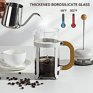 PARACITY French Press Coffee/Tea Maker 34 OZ with 2 Replaceable Filter, Camping Large Coffee/Tea Press of bamboo handle and Heat Resistant Glass, Cold Brew French Press