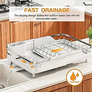 PXRACK Dish Drying Rack,Expandable(11.5"-19.3") Dish Racks for Kitchen Counter, Dish Rack and Drainboard Set, Dish Drainer with Utensil Holder for Kitchen Sink Organization Storage