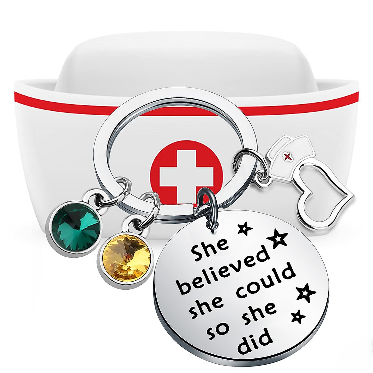 BAUNA Chi Eta Phi Keychain Chi Eta Phi Registered Nurse Jewelry Inspirational Student Nurses Keychain (Chi Eta Phi Keychain)