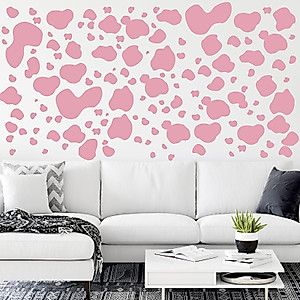 184 Pcs Cow Print Stickers, Adhesive Wall Stickers Cow Print Vinyl Art Decal Removable Wall Decor Waterproof Animal Design Decals for Bedroom Living Room Nursery(Pink)
