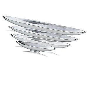 Modern Day Accents Barco Long Boat Tray, Silver (8453)