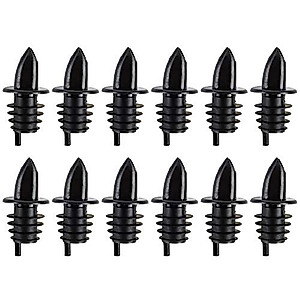 (Pack of 12) Black Free-Flow Liquor Pourer, Bottle Pour Spouts by Tezzorio